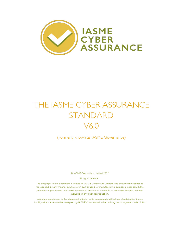 IASME Cyber Assurance Standard - V6.0a | PDF