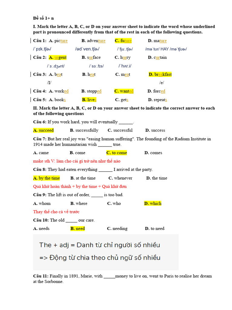 Đề thi Anh 10 | PDF