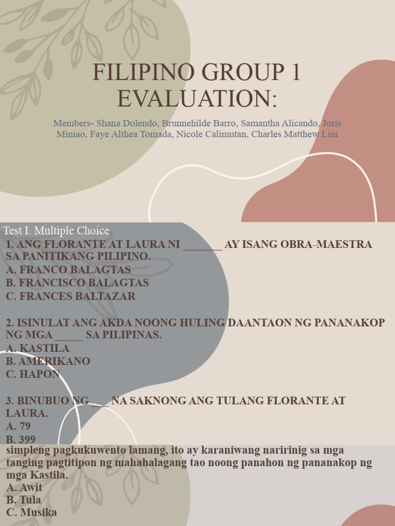 Filipino Group 1 (Evaluation) | PDF