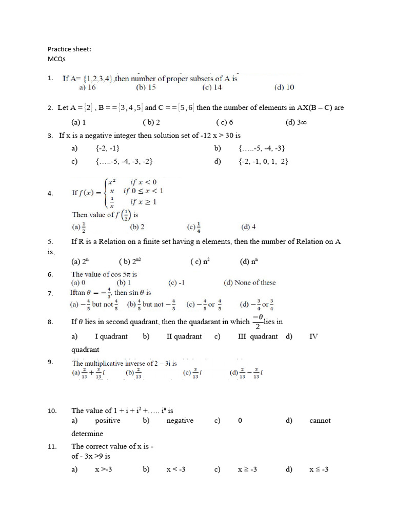 Practice Sheet - MCQs | PDF