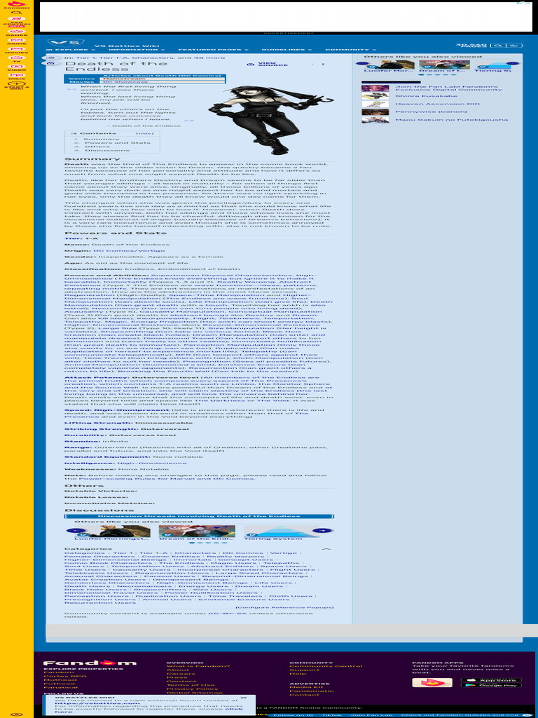 Death of The Endless VS Battles Wiki Fandom | PDF