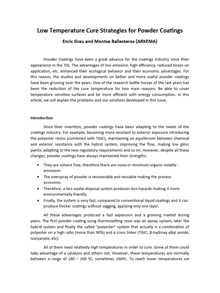 Low Temp Powder Coating Solutions | PDF | Paint | Epoxy