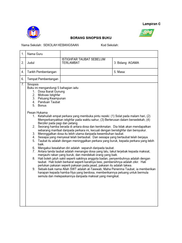 Contoh Sinopsis Buku | PDF