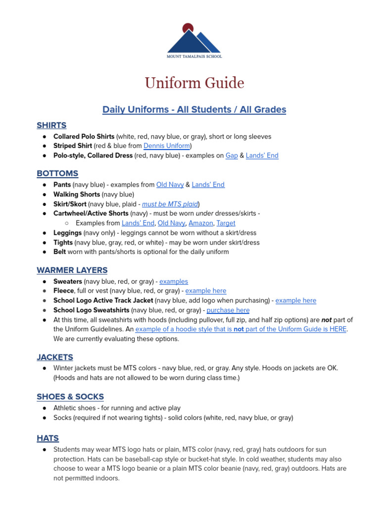 MTS Uniform Guide | PDF | Sweater | Clothing