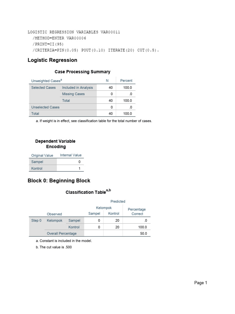 Logistic Regression: Case Processing Summary | PDF