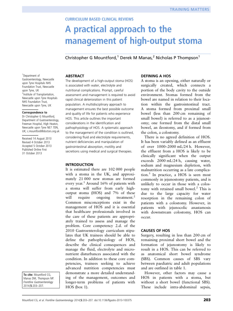 High Output Stoma | PDF | Dehydration | Clinical Medicine
