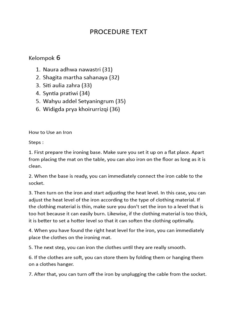 Procedure Text Kel 6 | PDF