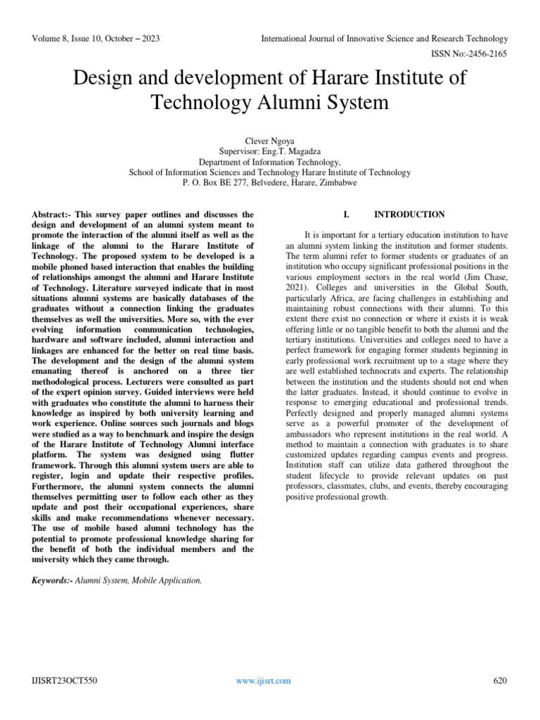 Design and Development of Harare Institute of Technology Alumni System ...