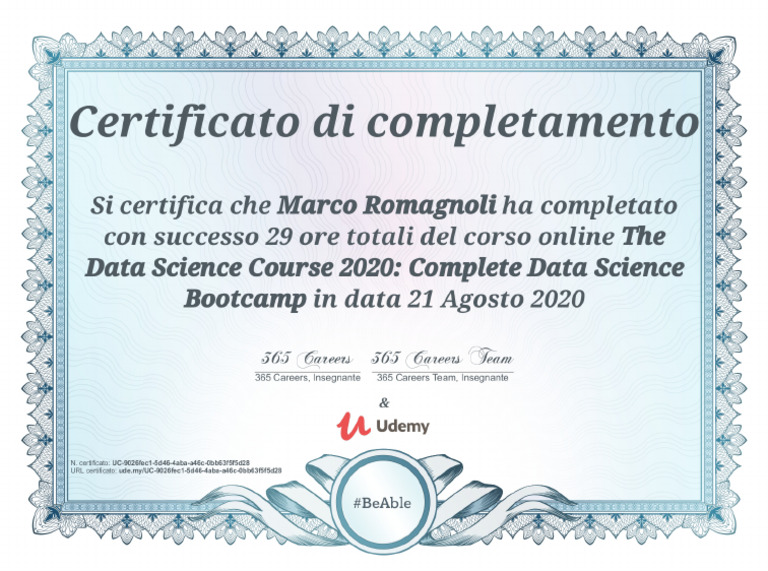 Certificato Udemy | PDF