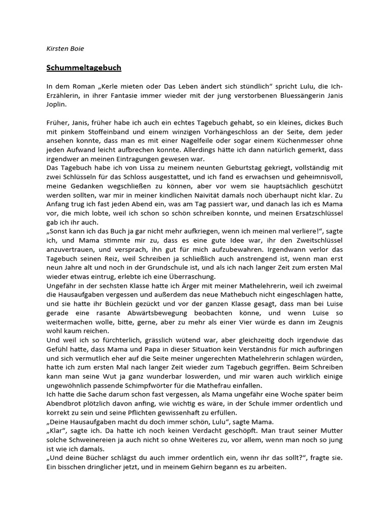 Kirsten Boie Schummeltagebuch | PDF