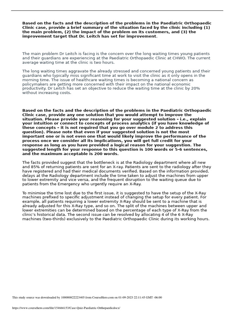 Case Quiz Paediatric Orthopaedic | PDF