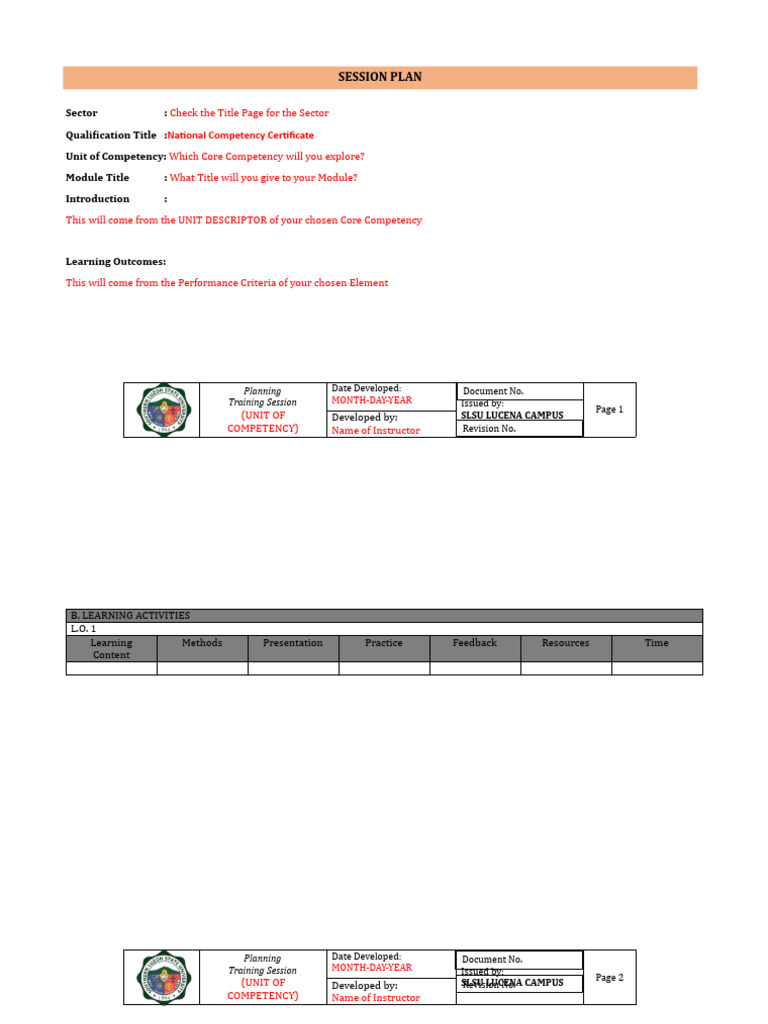 Plan Training Session Plan | PDF | Learning | Cognition