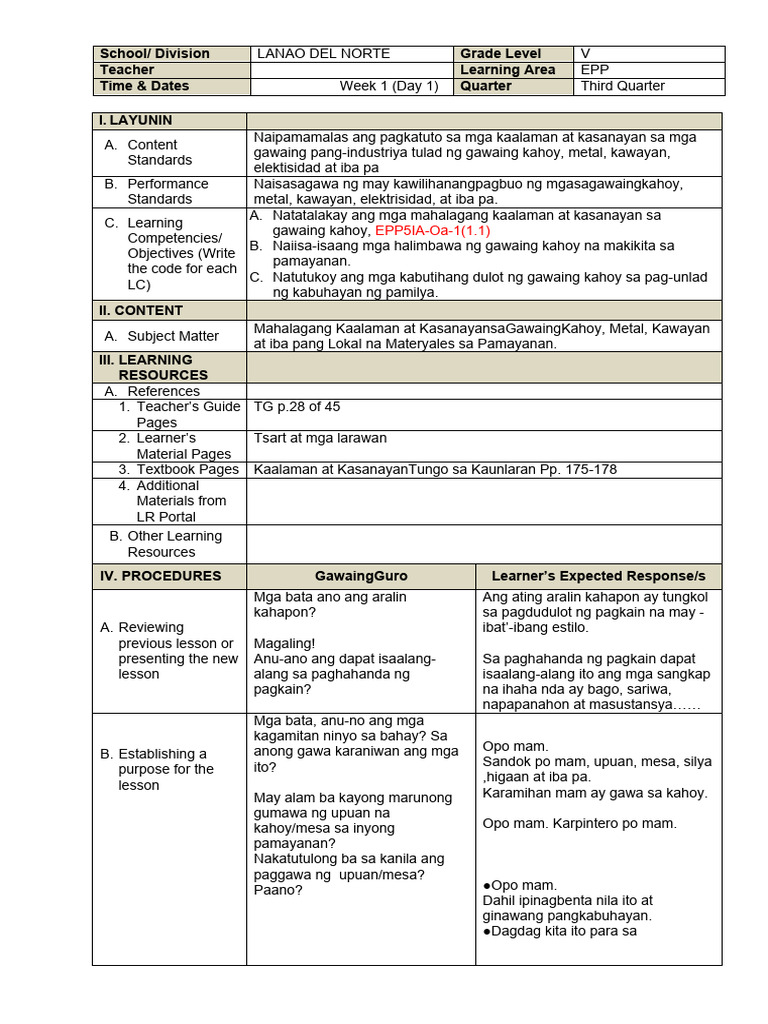 1 EPP5IA-Oa-1 (1.1) Day1-Edited | PDF
