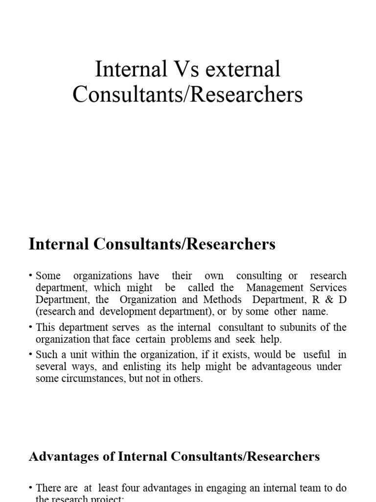 Internal Vs External Consultants | PDF | Career & Growth