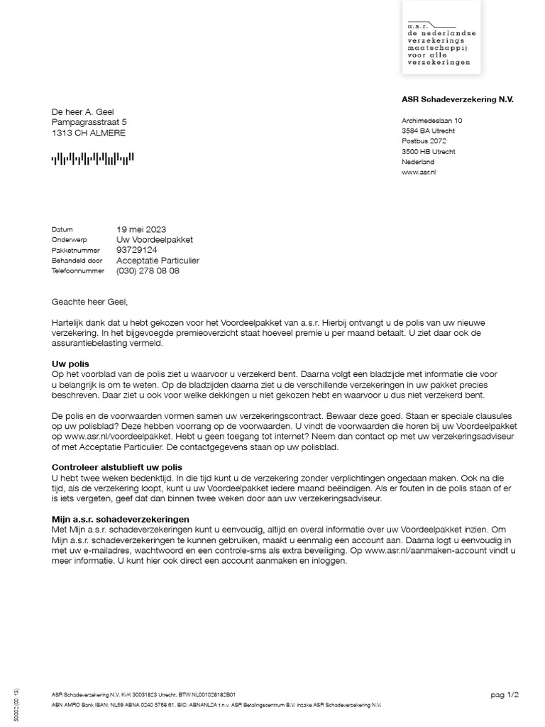 Bevestigingsbrief Pakketversie 46975681 | PDF