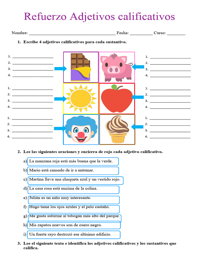 Actividades de Adjetivos Calificativos | PDF | Crecimiento personal y ...