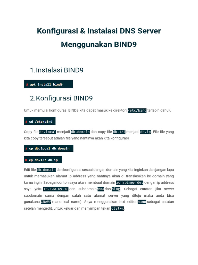 Panduan Instalasi DNS Server BIND9 | PDF