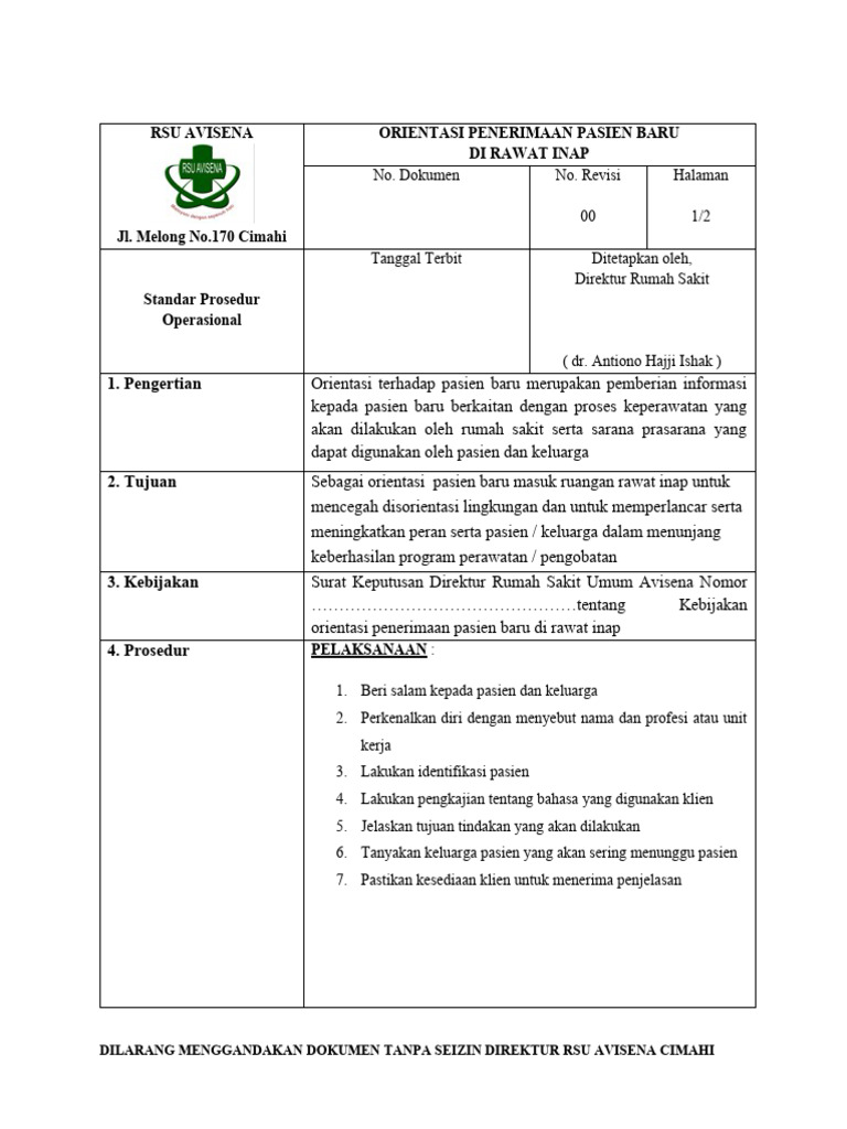 Sop Visite Dokter Penaggung Jawab Pelayanan (DPJP) | PDF