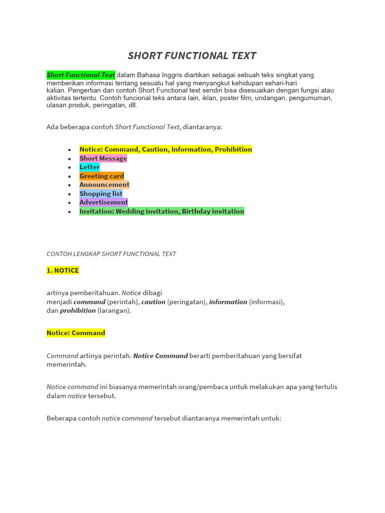 Short Functional Text Iza | PDF