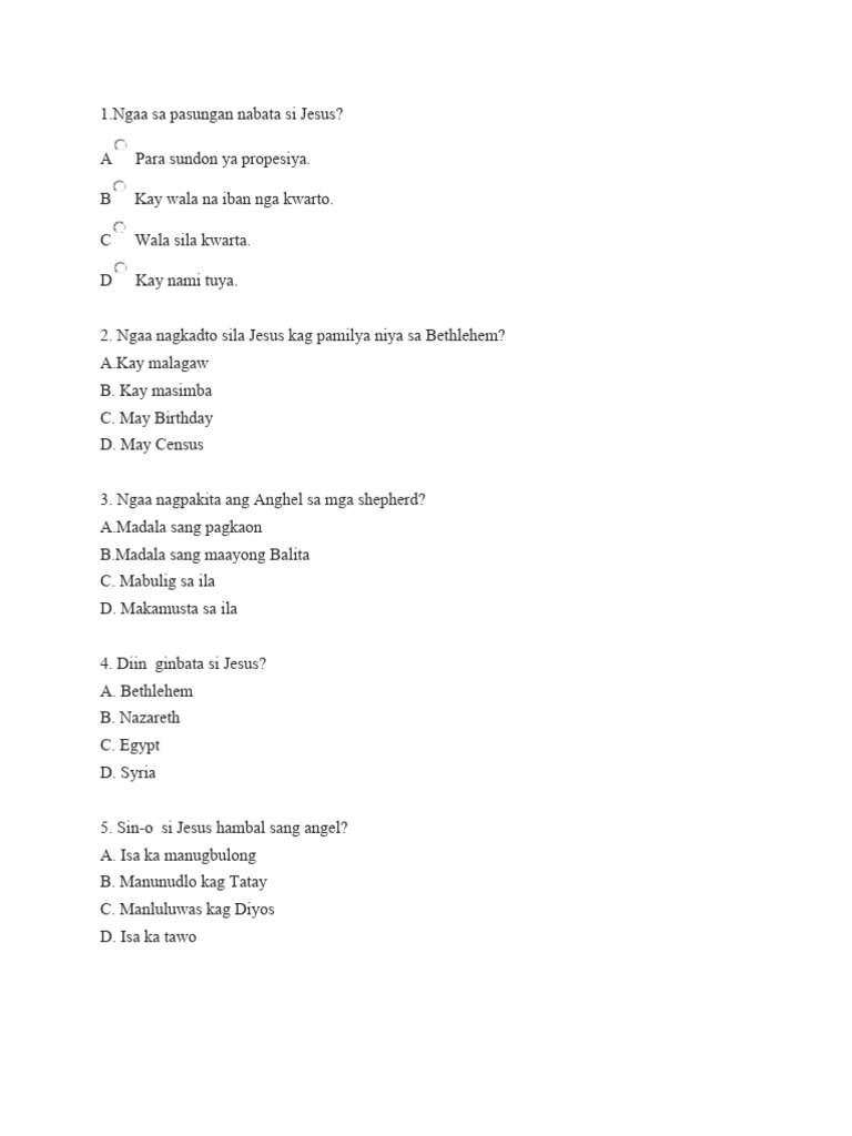 Birth of Jesus Quiz | PDF
