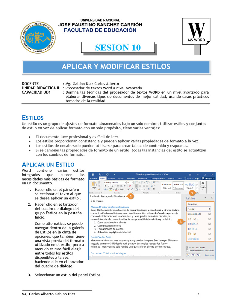 Sesion 10. Estilos en Word | PDF