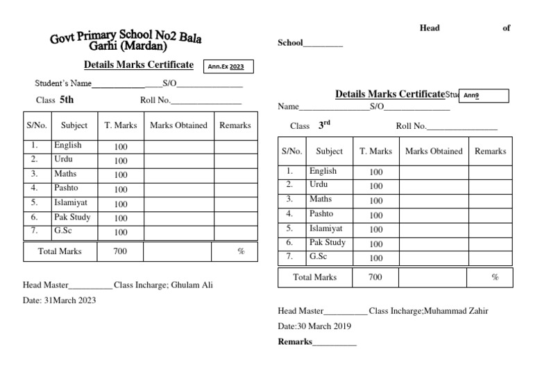 Details Marks Certificate | PDF