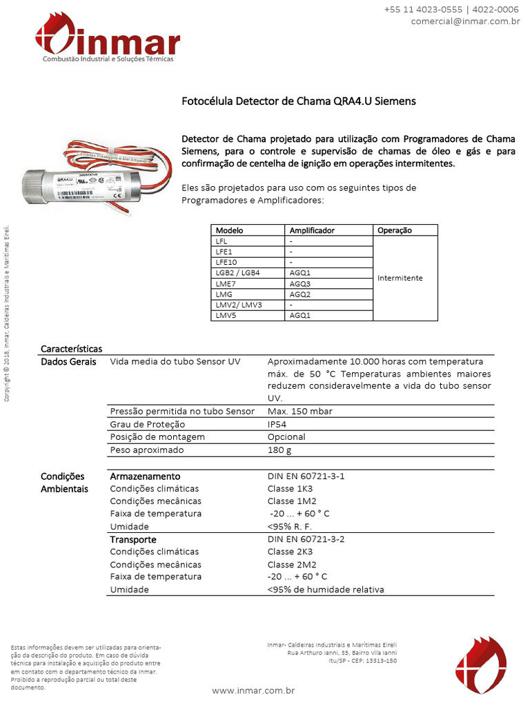 Fotocelula Detector de Chama QRA4U | PDF | Ciências Físicas | Física ...