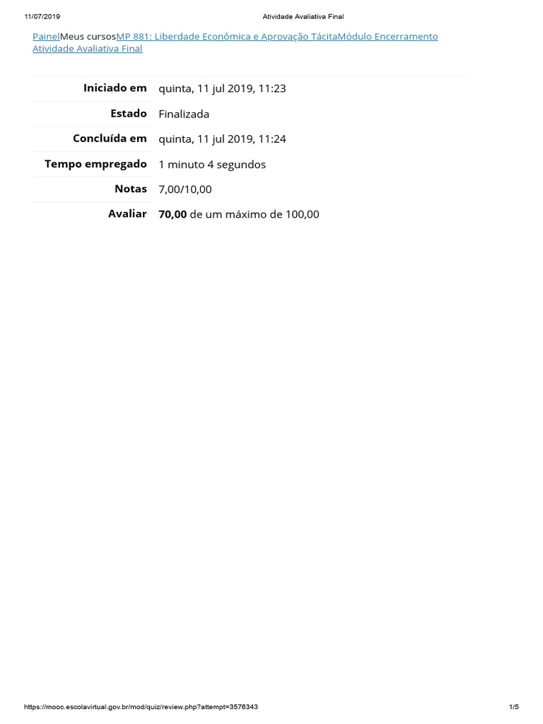 Atividade Avaliativa Final MP 881 | PDF Atividade Avaliativa Final MP 881 | PDF