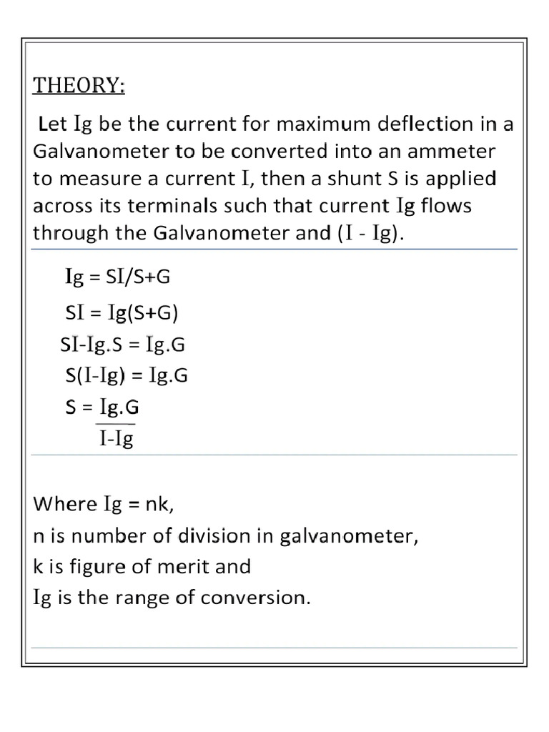 Galvanometer Into Ammeter | PDF