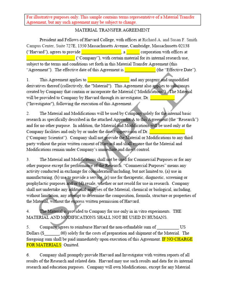 Sample MTA To Company For Internal Research | PDF