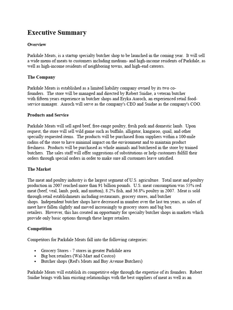 Butcher Shop Sample | PDF