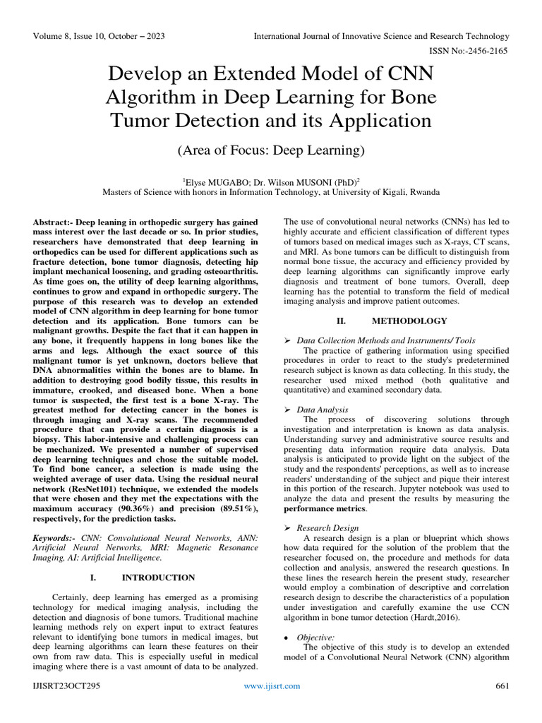 Develop An Extended Model of CNN Algorithm in Deep Learning For Bone Tumor Detection and Its ...