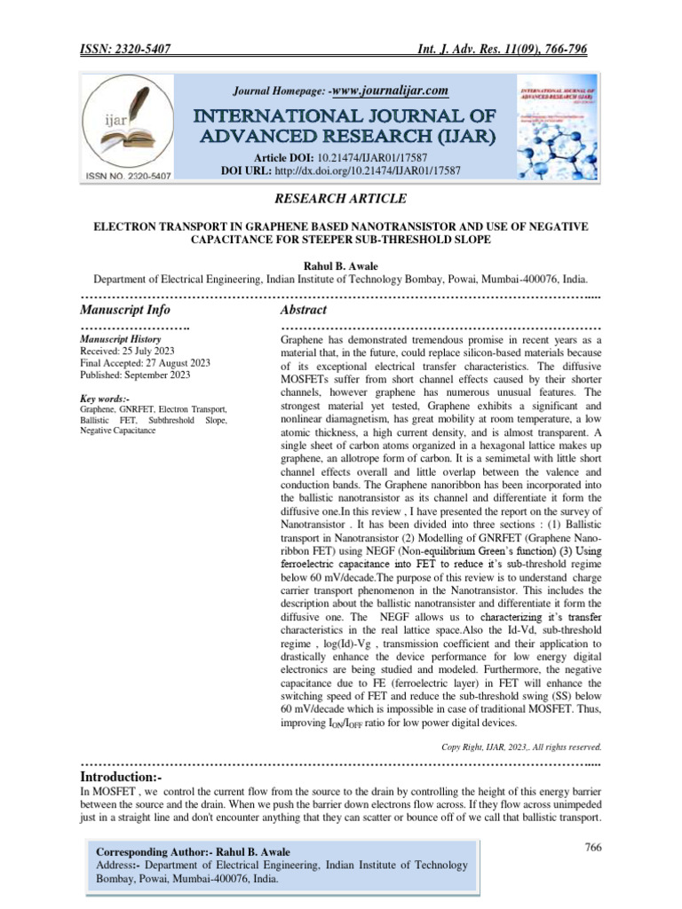 Electron Transport In Graphene Based Nanotransistor And Use Of Negative Capacitance For Steeper