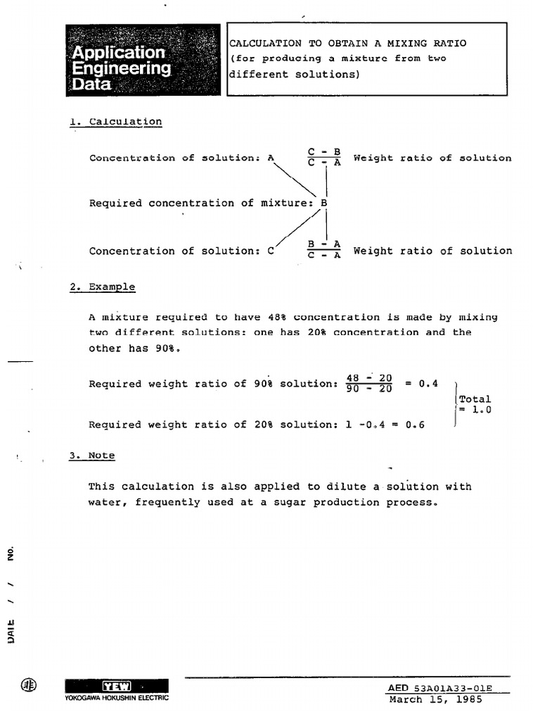 Calculation To Obtain A Mixing Ratio | PDF