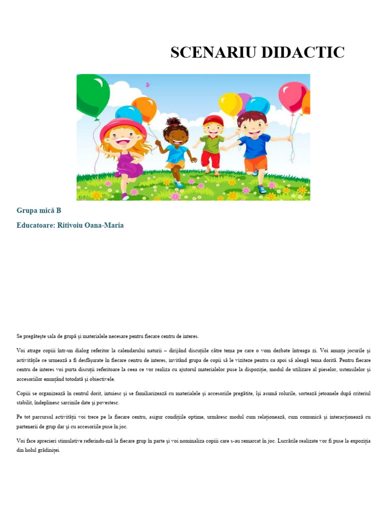 Scenariu Didactic 18.05.2022 | PDF