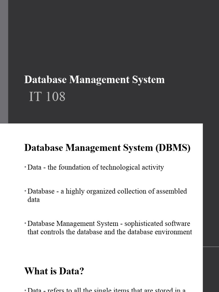 Dbms Introduction 108 | PDF | Relational Database | Databases Dbms Introduction 108 | PDF | Relational Database | Databases