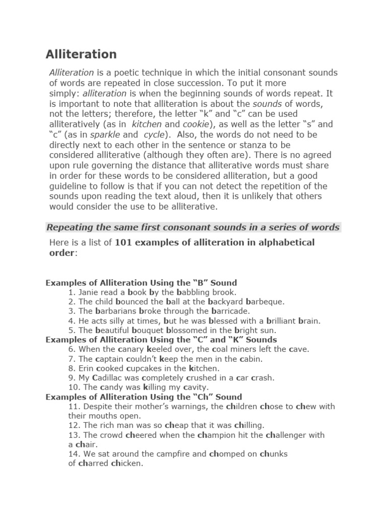 Alliteration | PDF