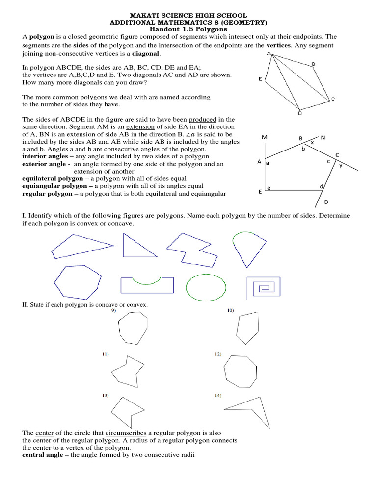Handout 1.5 Polygons 1 | PDF | Polygon | Circle