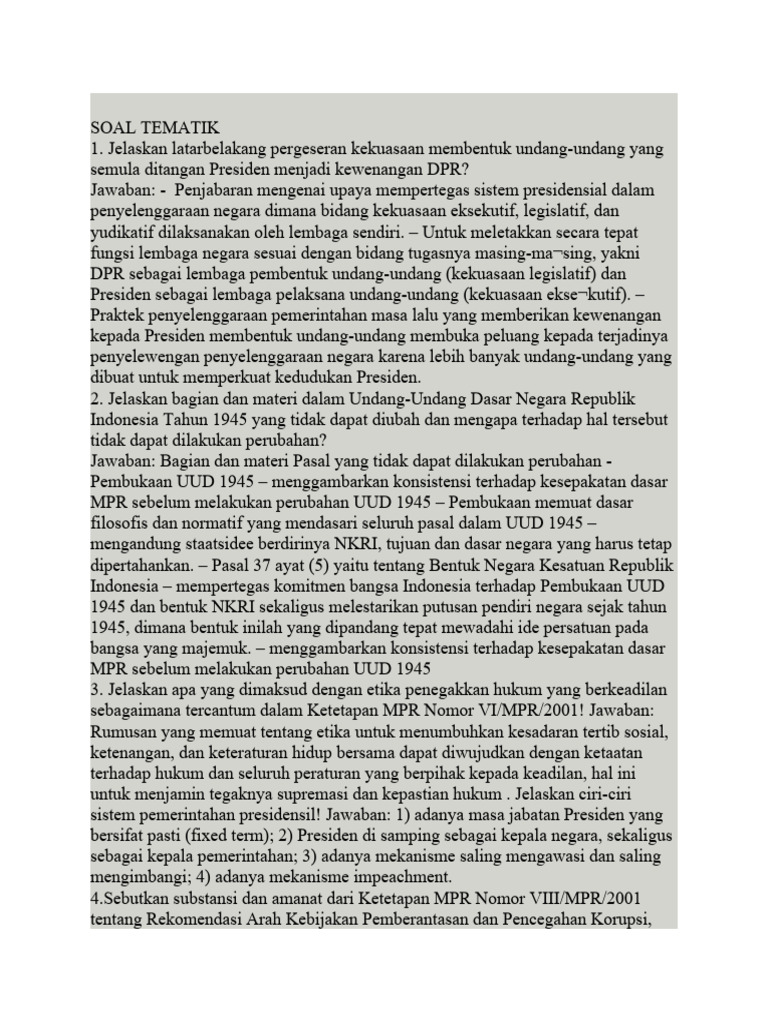 Soal Dan Jawaban LCC 4 Pilar | PDF | Politik | Ilmu Sosial