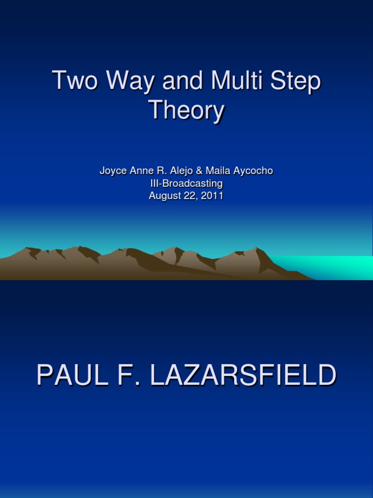 Two Way and Multi Step Theory | PDF | Action (Philosophy) | Behavioural ...