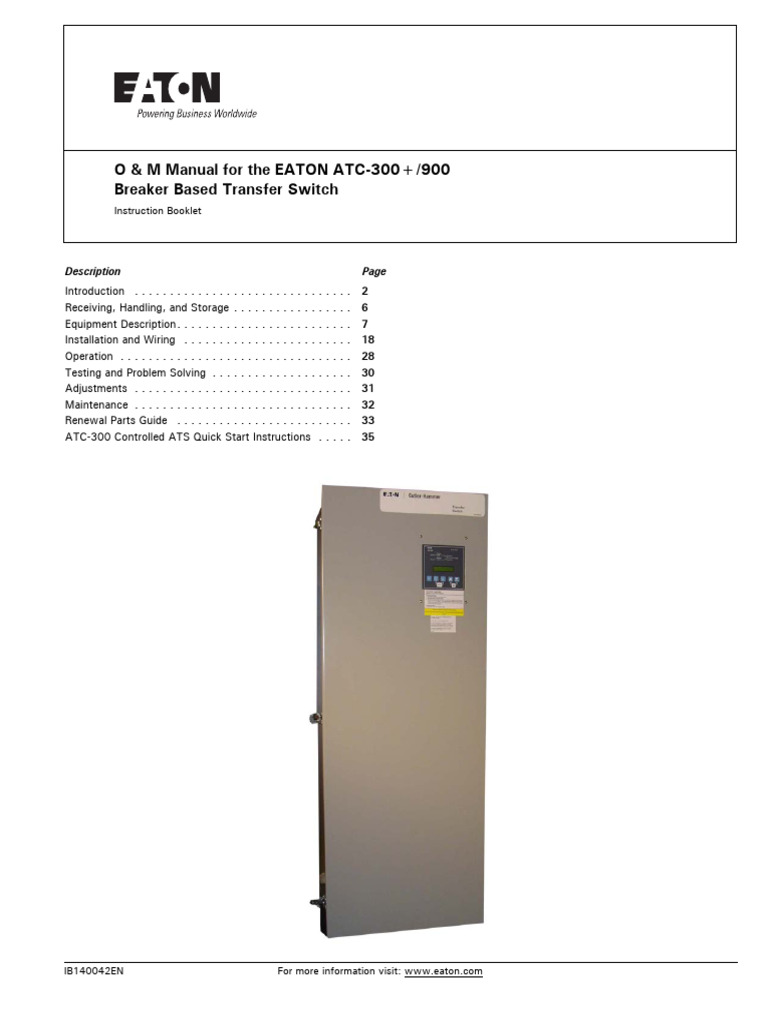 ATC-300/900 Transfer Switch Guide | PDF | Switch | Alternating Current