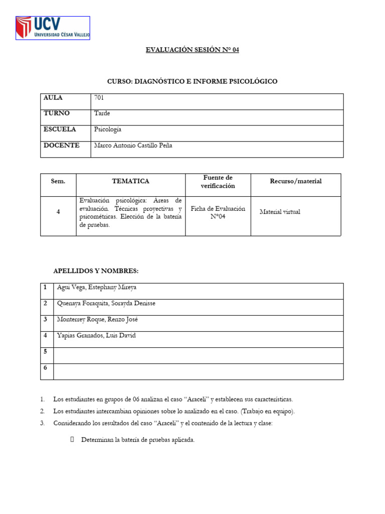 Ficha de Evaluacion 04 | Descargar gratis PDF | Ansiedad | Las emociones