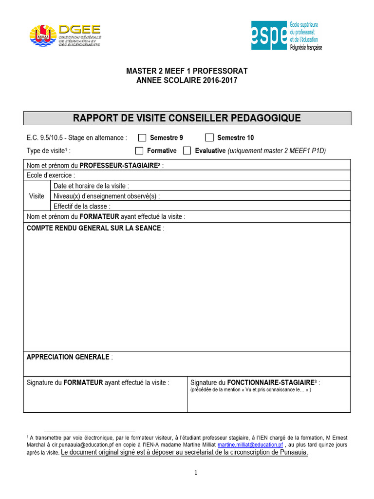 Rapport-de-visite-du-conseiller-pédagogique | PDF