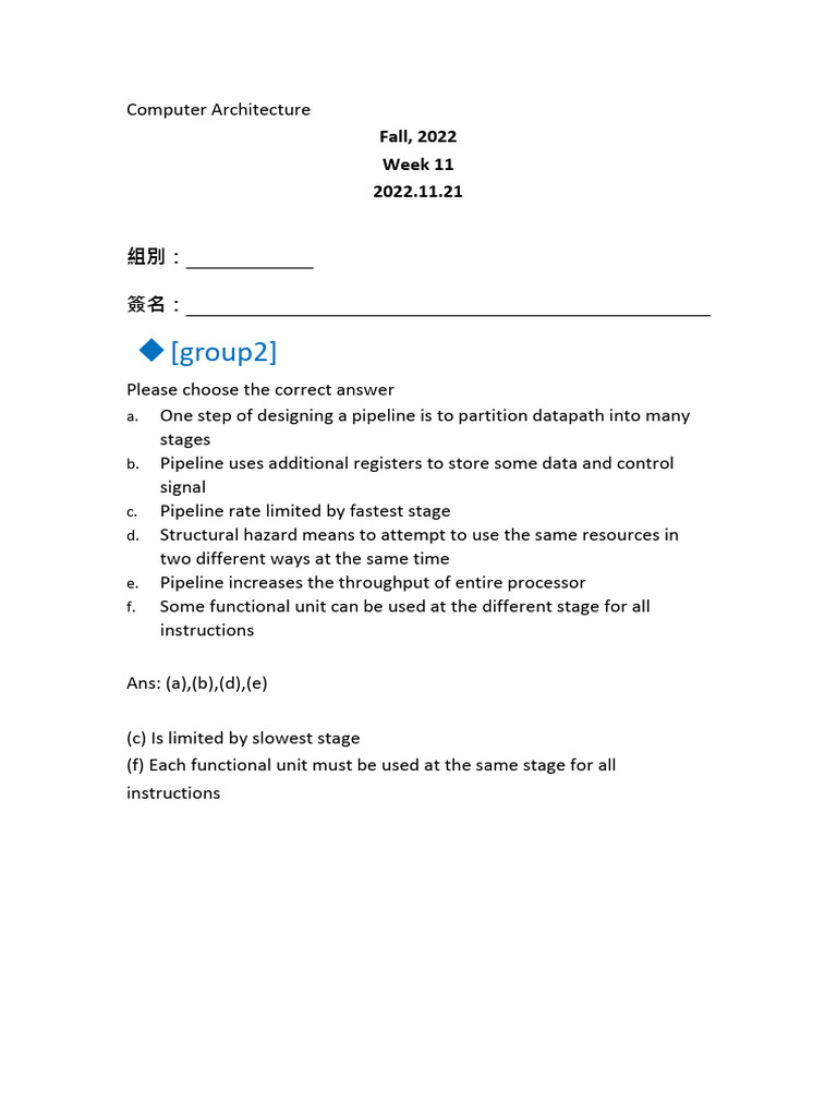 Computer Organization Exercise Answer4 | PDF | Central Processing Unit | Integrated Circuit