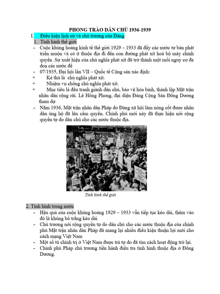 Phong Trào Dân CH 1936-1939 | PDF