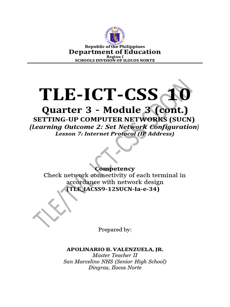 TLE CSS 10 Q3 Wk1 Mod3L7 | Download Free PDF | Ip Address | Computer Network