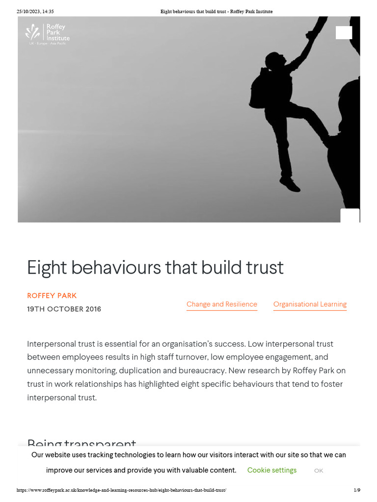 Eight Behaviours That Build Trust - Roffey Park Institute | PDF