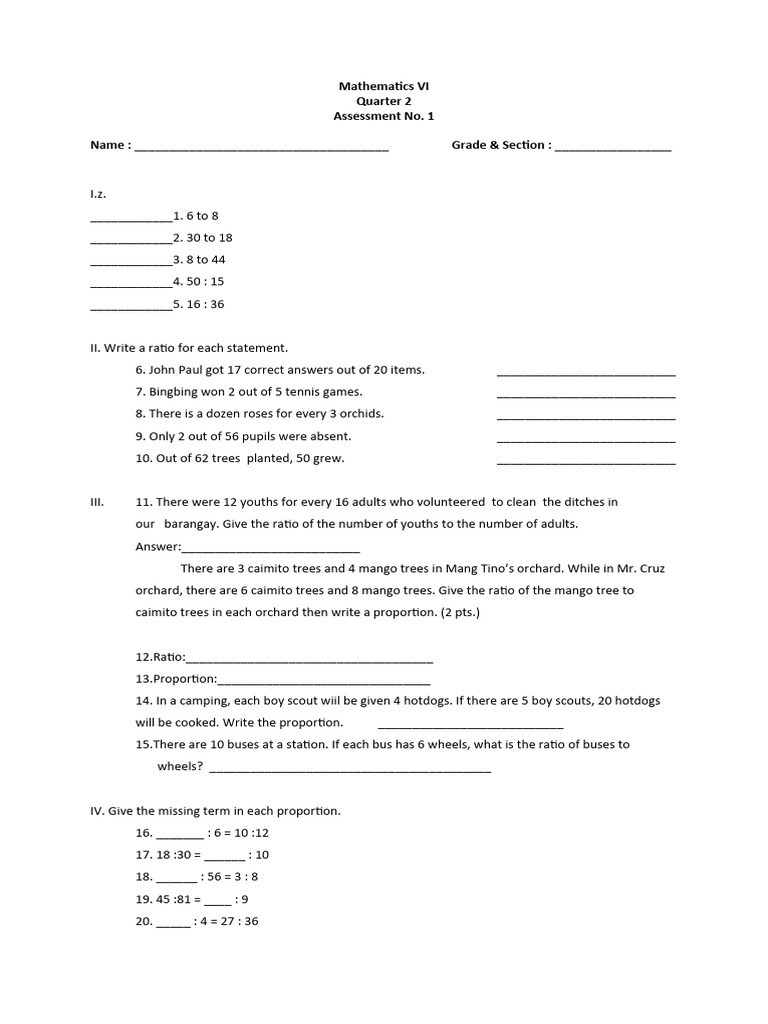 Quarter 2 Assessments in Math | PDF | Mathematics