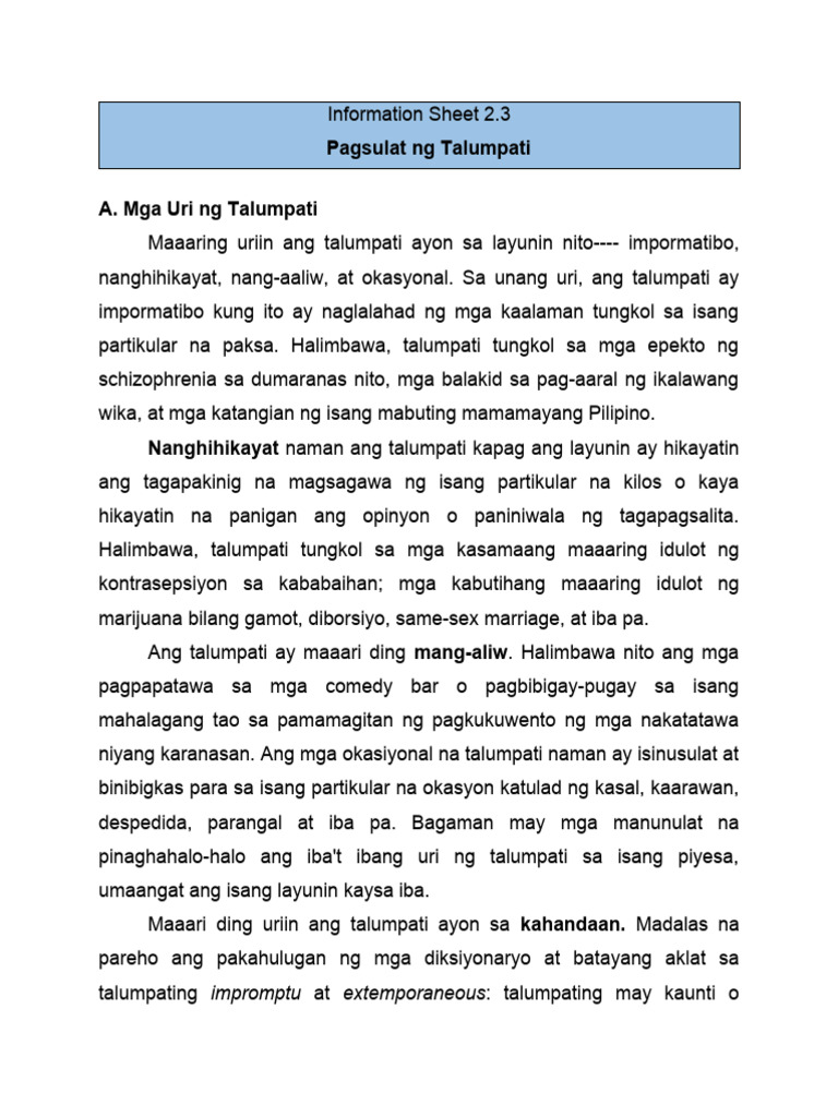 Pagsulat NG Talumpati | PDF