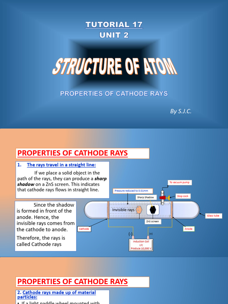 Tutorial 17 Properties of Cathode Rays | PDF | Cathode | Vacuum Tube